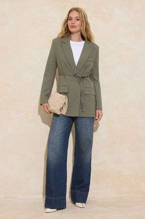Trendyol Modest Damen Khaki Einfarbig Lang Regular Fit Modest Blazer