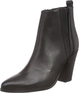 Selected Femme Bottes en Cuir Sfnikole F Chaussures à Talons-Avant du Pieds Couvert, Noir, 38 EU