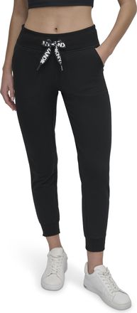 DKNY Damen Two Tone Drawcord Cuffed Jogger Sweatpants, Schwarz, M EU
