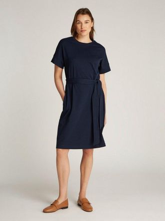 Tommy Hilfiger A-Linien-Kleid COTTON INTERLOCK SHORT DRESS mit Bindeband
