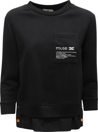 Elisabetta Franchi Femme, Sweatshirts et sweats &agrave; capuche, Noir, Taille: 40 FR Md-006-56E2 SweaT-shirt