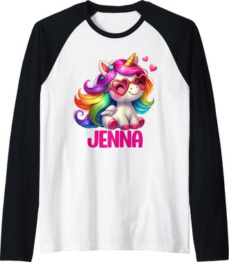 BDAZ Jenna Einhorn-Name, personalisiertes Design Raglan