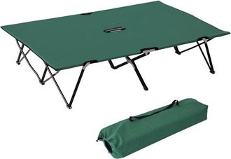 OUTSUNNY Campingbett Klappbar f&uuml;r 2 Personen Feldbett Klappbett mit Tragetasche bis 136 kg belastbar Stahl Oxford Gr&uuml;n+Schwarz 193 x 125 x 40 cm