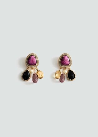 Mango Boucles doreilles pierre perles pendantes or - Femme - Taille unique - MANGO