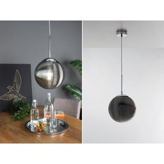 Fan Europe Fan Europe - Pendelleuchte greenwich Relief Rauchglas Kugel Lampenschirm, &oslash; 25cm