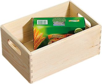 KESPER Allzweckkiste aus FSC-zertifiziertem Kiefernholz - 30 x 20 x 14 cm - robust, stapelbar mit Tragegriffen, 69400