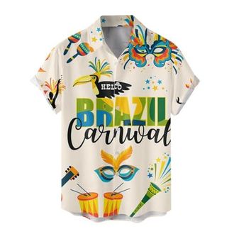 Generic Costume de carnaval pour homme - Chemise &agrave; manches courtes - Coupe droite - Chemise d&eacute;contract&eacute;e avec boutonni&egrave;re - Chemise d&eacute;t&eacute; Streetwear Y2K - Chem