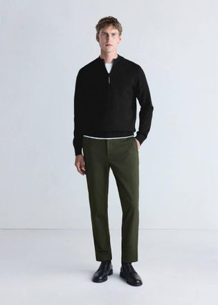 Mango Pull confort extensible &agrave; zip noir - Homme - XXL - MANGO MAN