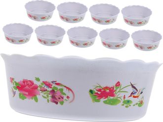 Valiclud Hydrokultur Pflanzgefäße Kunststoff 10 Stück-Pack Rund Ohne Ablauflöcher Für Narzissen Lotusblumen Seerosen Mit Dekorativem Muster Kompakt Für Innenrä