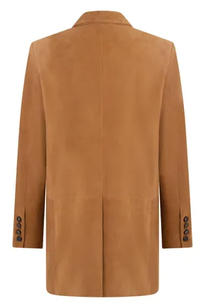 Giuseppe Di Morabito Womens Suede Jacket Camel Calfskin Leather