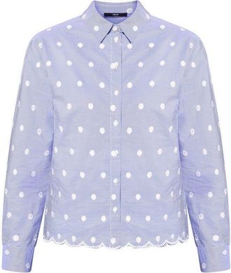 Zero Klassische Bluse Damen mit Streifen und Stickerei