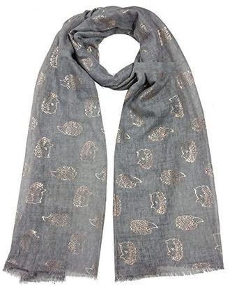 GFM Femme &Eacute;charpe imprim&eacute;e h&eacute;risson, HH-92-BH-Gris