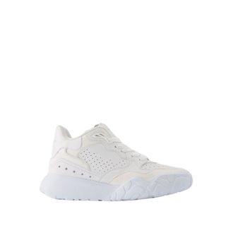 Alexander McQueen Sportliche Wei&szlig;e Silberne Ledersneakers - - Shoes - Damen - Wei&szlig; - 38 EU