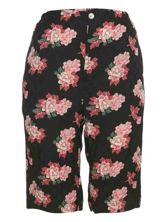 Gucci Seidenshorts mit Blumenprint - Schwarz