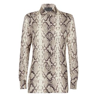 Philipp Plein Seidenhemd mit Python-Print - - Blouses & Shirts - Damen - Beige - S