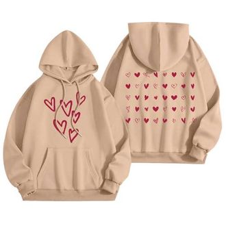 Generic Sweat &agrave; capuche imprim&eacute; tendance pour la Saint-Valentin 2026, kaki, XXL