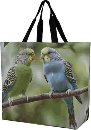 Generic Perruches Bleues Et Vertes Sac Cabas R&eacute;utilisable Tote Bag Pliable Sac A Main Femme Pour Gym Travail Plage