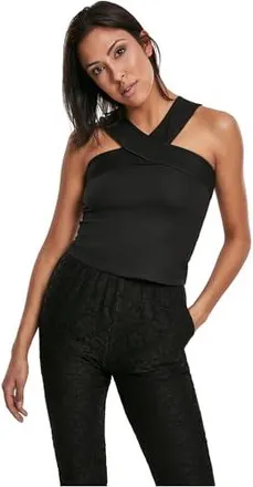 Urban Classics Haut Femme Crois&eacute; Femme Top Noir 4XL 95% Coton, 5% &Eacute;lasthanne Slim Fit