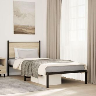 vidaXL Cadre de lit en m&eacute;tal sans matelas ch&ecirc;ne sonoma 90x190 cm Vidaxl