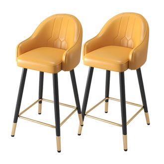 Generic Industrielles Barhocker-Set, 2er-Set, K&uuml;chenthekenst&uuml;hle aus PU-Leder mit Armlehnen, Metallfu&szlig; und Fu&szlig;st&uuml;tze, ESS- und Stehhocker