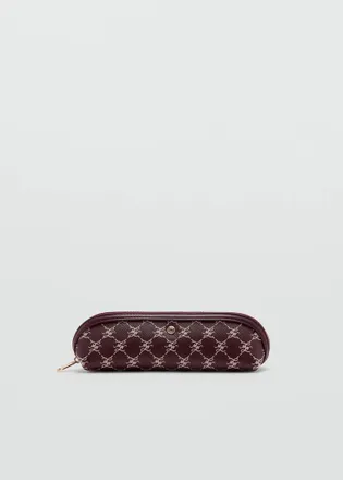Mango Trousse fermeture &Eacute;clair &agrave; imprim&eacute; logo bordeaux - Femme - Taille unique - MANGO