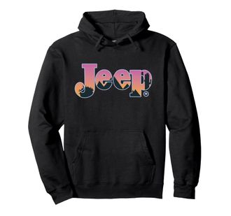 Jeep Logo mit W&uuml;sten-Silhouette bei Sonnenuntergang Pullover Hoodie