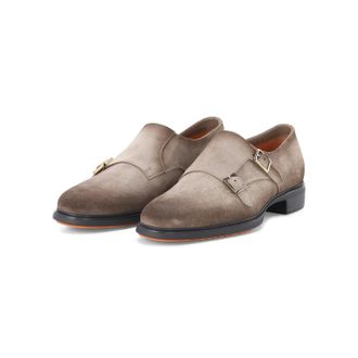 Santoni Low-Top Sneaker - Doppel-Monkstraps aus Veloursleder - Gr. 41,5 (EU) - in Braun - f&uuml;r Damen