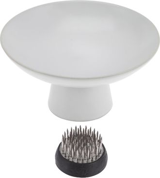 Cabilock Keramik Blumentopf mit Edelstahl Nadelsockel Stabiles Dekoratives Blumenarrangement f&uuml;r Schreibtisch Wohnzimmer Fensterbank Langlebiger Ikebana Halter