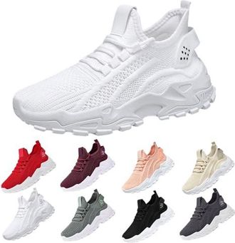 Generic Baskets &eacute;paisses d&eacute;contract&eacute;es et confortables pour femme - Baskets orthop&eacute;diques en maille respirante - Antid&eacute;rapantes - Avec soutien de la vo&ucirc;te pla