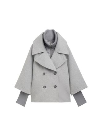 Tom Tailor Damen 1043723 Cape Jacke, 21373-Medium Silver Grey Melange, M
