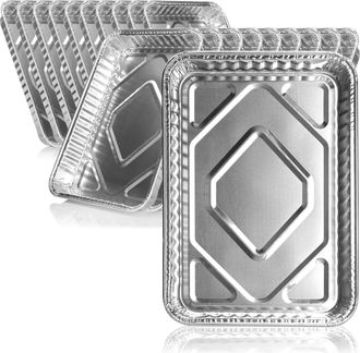 Com-Four 20x Grillschale, Einweg-Schalen aus Aluminium, Alu-Grillpfanne zum Grillen, Kochen und Backen, Abtropfschale für Ofen, Grill und BBQ (20 Stück - 32 x 