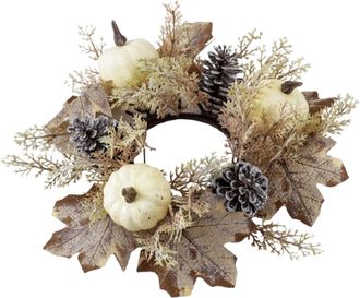Generic K&uuml;nstliche Kerzenst&auml;nder - Thanksgiving Ernte Fall Girlande, Herbst Kerze Wreath Centerpiece, Faux Ahornbl&auml;tter mit Berries Ring | F&uuml;r Esstisch Mantel