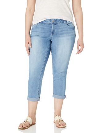 Democracy Damen &Uuml;bergr&ouml;&szlig;e Ab-l&ouml;sung Crop Jeans, Hell, blau, 48