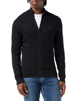 Tommy Hilfiger Herren Pima Org Ctn Cashmere Zip Thru Cardigan Sweater, Schwarz, X-Large