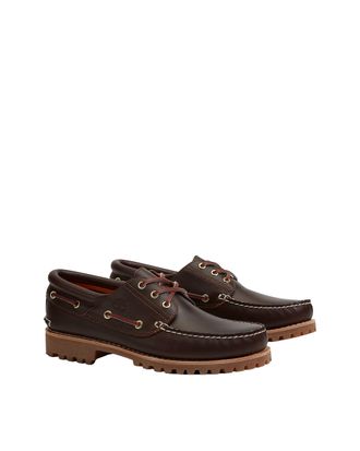 Timberland Mens Boat Shoes 3-Eye Lug Brown Leather