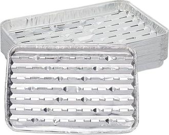 Relaxdays Grillschale Alu, 25er Set, BxT: 34 x 22 cm, Aluminiumschale mit L&ouml;chern, bis 260&deg;C, Grill & Backofen, Silber