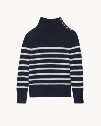 Kujten Pull marini&egrave;re cachemire col chemin&eacute;e, 6 fils - Marini&egrave;re Margot