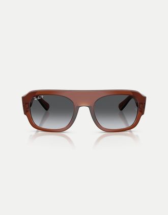 Ray-Ban Irregular - Polarisierte Sonnenbrille in transparentem Braun mit grauen Gläsern