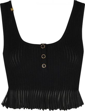 Elisabetta Franchi Femme, Tops, Noir, Taille: 40 FR Top en maille ajour&eacute;e