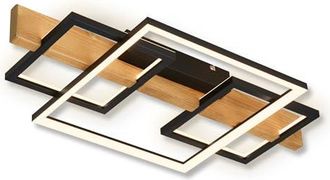 Briloner LED Deckenlampe mit Holzdekor, indirektes Licht, 3 Stufen Schaltung, LED Lampe, Deckenleuchte, Wohnzimmerlampe, Schlafzimmerlampe, Küchenlampe, 55x30x