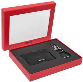 HUGO BOSS Kartenetui und Schl&uuml;sselanh&auml;nger Set 50568437 Schwarz