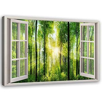 Feeby Impression sur toile 60x40 cm decoration chambre - tableau decoration murale Tableau Paysage - Nature Fen&ecirc;tre - decoration maison - Tableau Moderne - 