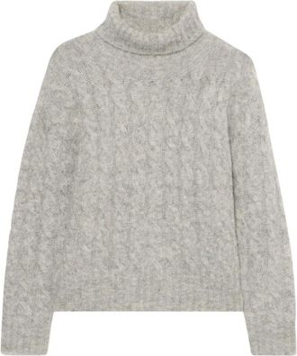 Brooks Brothers Femme, Pulls, Gris, Taille: 42 FR Col roulé en laine dagneau brossée