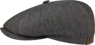 Stetson Hatteras Flat Cap Leinen Damen Herren Baumwollfutter UV 40+ Schirmm&uuml;tze Fr&uuml;hjahr Sommer grau 59 cm