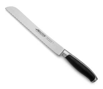 Arcos Brotmesser mit Nitrum Edelstahlklinge 220 mm - Ideal f&uuml;r den t&auml;glichen Hausgebrauch, Vielseitige Schneidoptionen f&uuml;r Lebensmittel - Schwarz, Serie Kyo