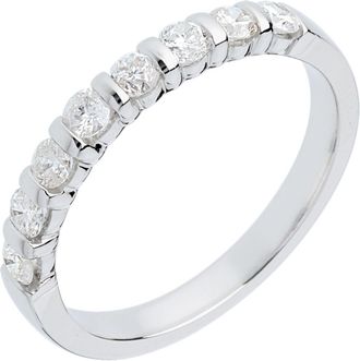 Edenly Trauring zur Hälfte mit Diamanten besetzt in Weissgold - Krappenfassung - 0.5 Karat - 8 Diamanten