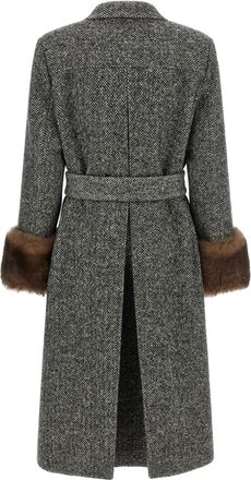 Valentino Garavani Chevron Virgin Wool Coat - Gray