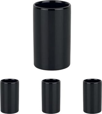 Spirella Zahnputzbecher Zahnb&uuml;rstenhalter Keramik Tube 7x11,5 cm Schwarz, Black, 1 St&uuml;ck (4er Pack)
