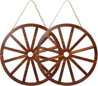 FOMIYES Wagenrad Holzdeko Vintage Wanddekoration Rustikale Deko F&uuml;r Bar Garage Garten Western Party 29 Zoll Holzrad Wandkunst