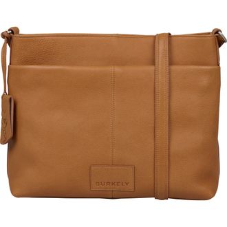 Burkely Soft Skylar Crossbody Bag - Cognac Leder Damen Schultertasche - Elegante Kompakte Tasche mit Rei&szlig;verschluss